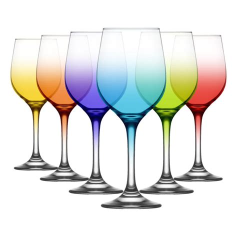 Lav Fame Multi Coloured 395ml Wine Glasses Pack Of 12 Uk