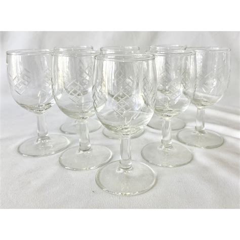 Vintage Javit Etched Crystal Wine Glasses Set Of 8 Chairish