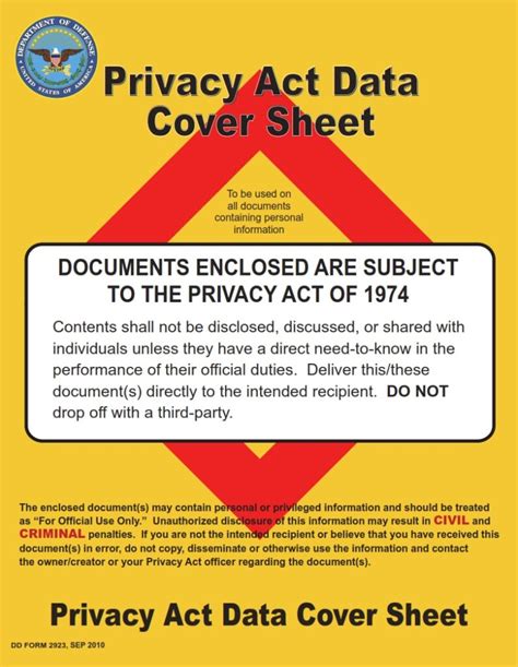 Dd Form 2923 Privacy Act Data Cover Sheet Dd Forms