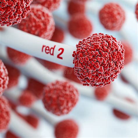 Microscopic View Of Red 2 Fungus Spores Close Up Detailed 3d Render Of