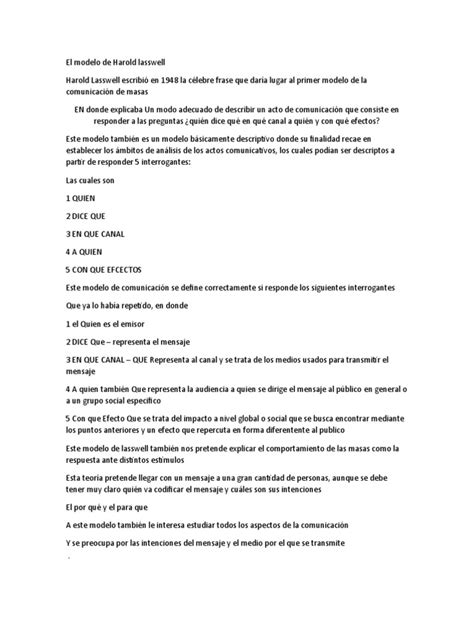 El Modelo De Harold Lasswell Kevin Raul Pdf