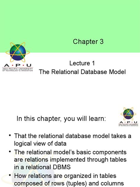 Chapter 3 Lecture 1 Pdf Relational Database Databases