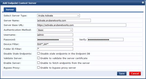 Aruba Activate Endpoint Context Server