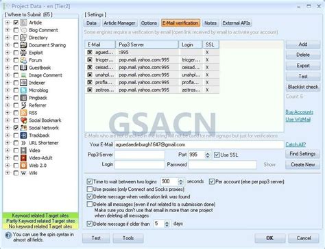 Gsa Ser 项目 Email 选项设置 Cms 10