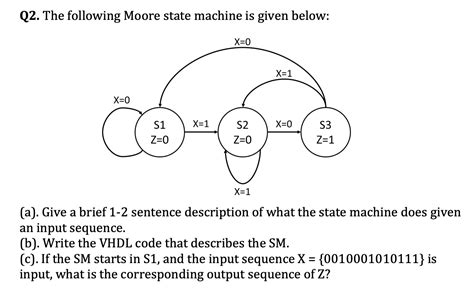 solved q2 the following moore state machine is given below