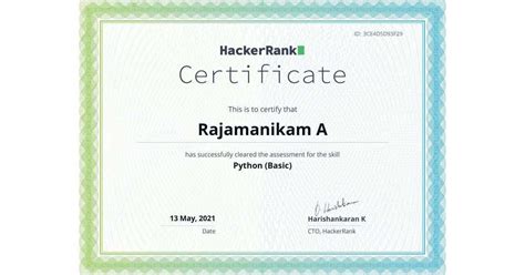 Rajamanikam A On Linkedin Skillassessment Python Hackerrank