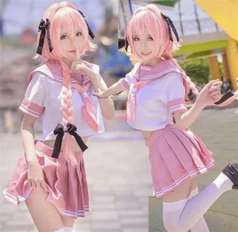 Uniforme Escolar De Cosplay Rosa De Astolfo Vestido De Marinero Anime