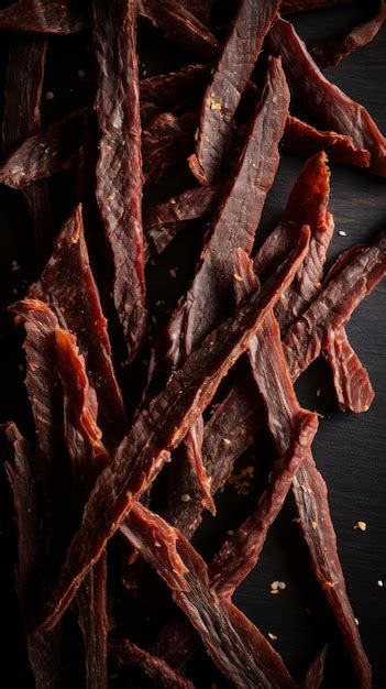 Premium Photo Delicious Beef Jerky Meat Product Vertical Background