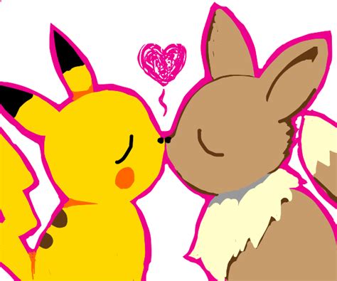 Pikachu And Eevee Kissing Drawception