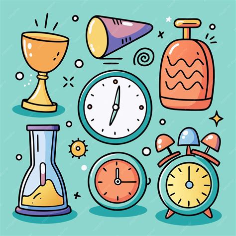 Time And Clock Icons Vector Illustration Set Premium Ai Generated Vector