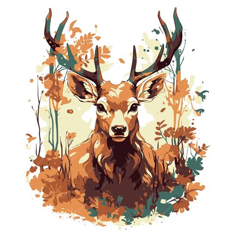 Ilustración De Venado En Hermoso Bosque Vector Premium