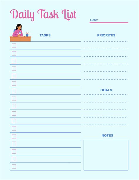 Free Daily Task List Template To Edit Online
