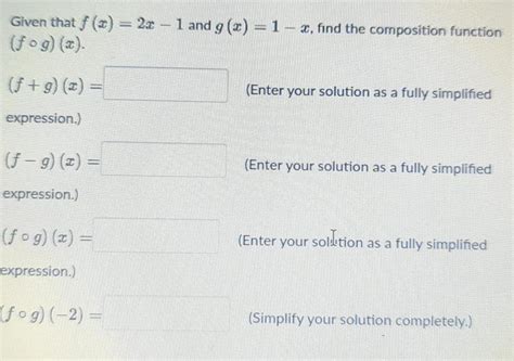 Answered Given That F X 2x 1 And G X 1 X Find The Composition Kunduz