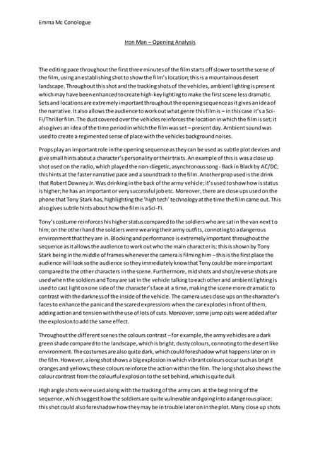 Iron Man Opening Analysis Pdf