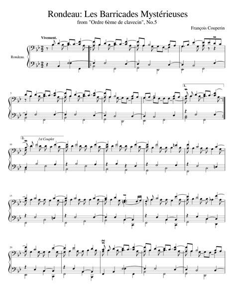 François Couperin Les Barricades Mystérieuses Sheet Music For Piano
