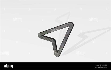 Compass Arrow Made By 3d Illustration Of A Shiny Metallic Sculpture Casting Shadow On Light