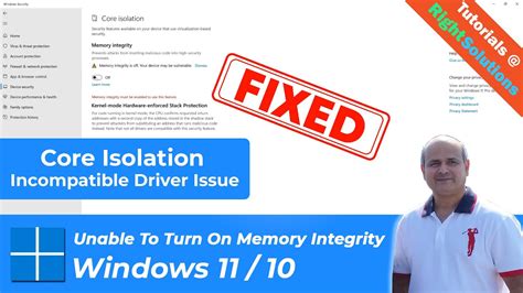 How To Fix Core Isolation Incompatible Driver Issue Unable To Turn On Memory Integrity YouTube