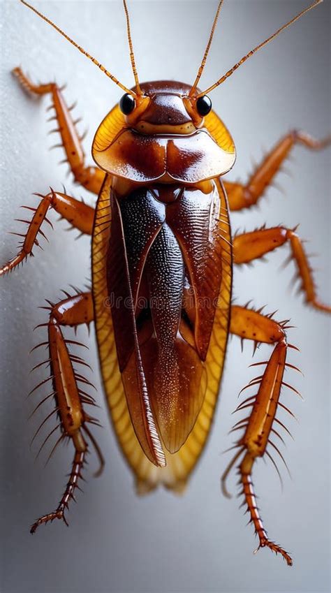 Close Up Examination Of A Cockroach Showcasing Intricate Details And