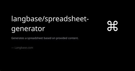 Langbasespreadsheet Generator · Generates A Spreadsheet Based On