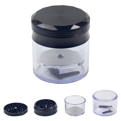 4 Part Aluminum Grinder With Clear Plastic Bodies Assorted Color 6ct