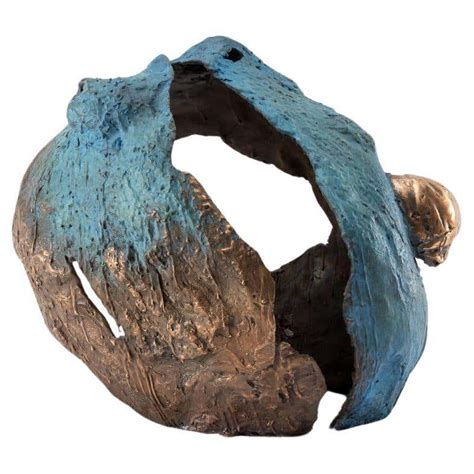 The Leaning Outcast Contemporary Sculpure In Cast Bronze White Green