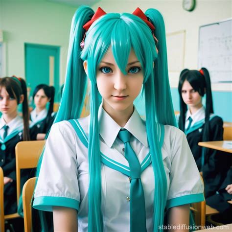 Hatsune Miku In A Russian School Setting Stable Diffusion Online