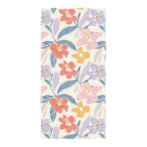 Pastel Flowers And Leaf Beach Towel Oversized 74x37 Pool Towels Soft