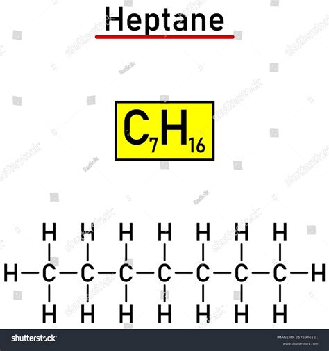 Chemical Notation Heptane Molecule Structural Formula Stock Vector