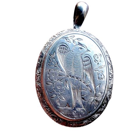 Large Victorian Aesthetic Movement Sterling Silver Locket Antique