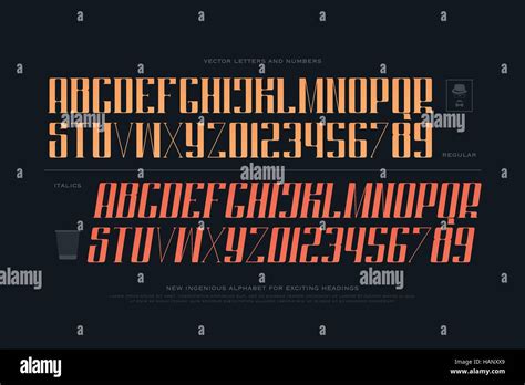 Regular And Slanted Style Alphabet Letters And Numbers Vector Font