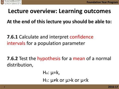 Confidence Interval And Hypothesis Testing For Population