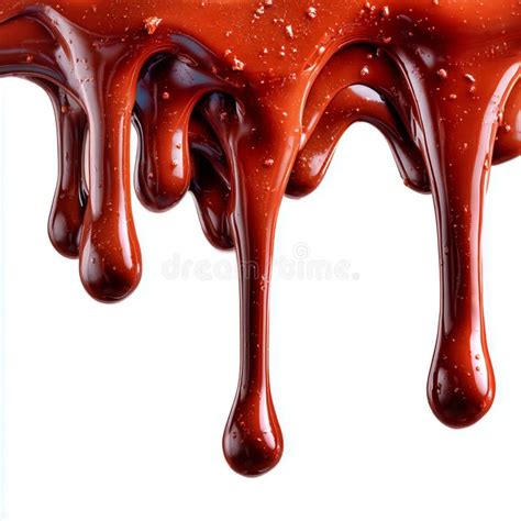 Dripping Melted Chocolate Close Up On A Bright Background Stock