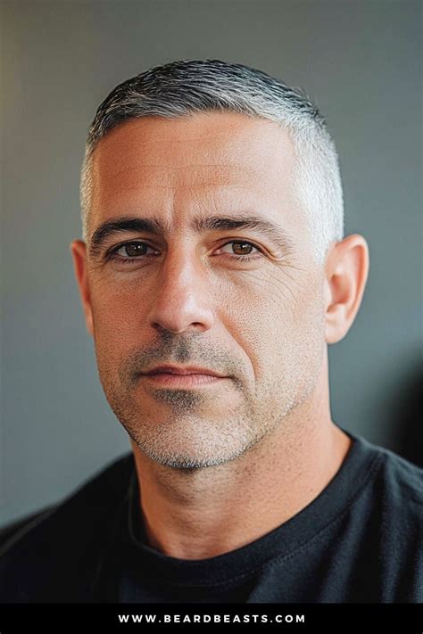 Gray Haircut Men Gray Hair Crew Cut Grey Hair Crew Cut