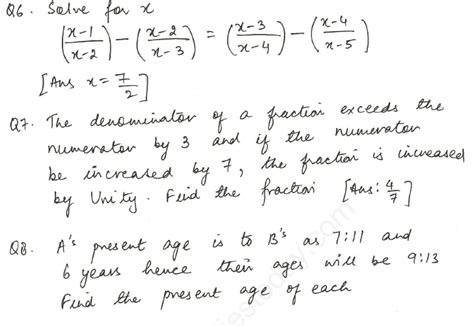 Cbse Class 10 Mathematics Linear Equations Assignment Set O
