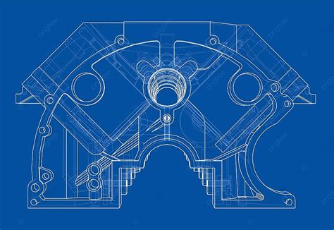 Engine Block Sketch Vector Rendering Of 3d Design Detail Vector Vector