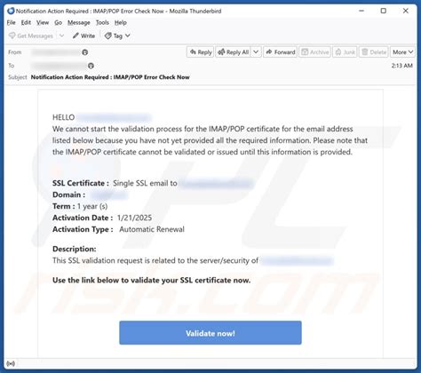 imap pop certificate validation email scam removal and recovery steps