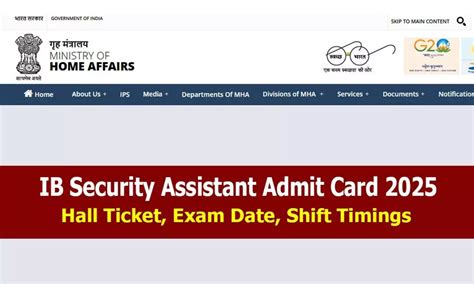Ib Security Assistant Admit Card 2025 Download City Slip And Hall Ticket