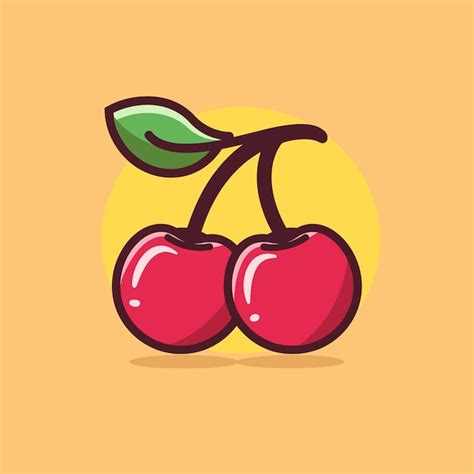 Premium Vector Flat Cherry Logo Clipart Fruit Vector Illustration