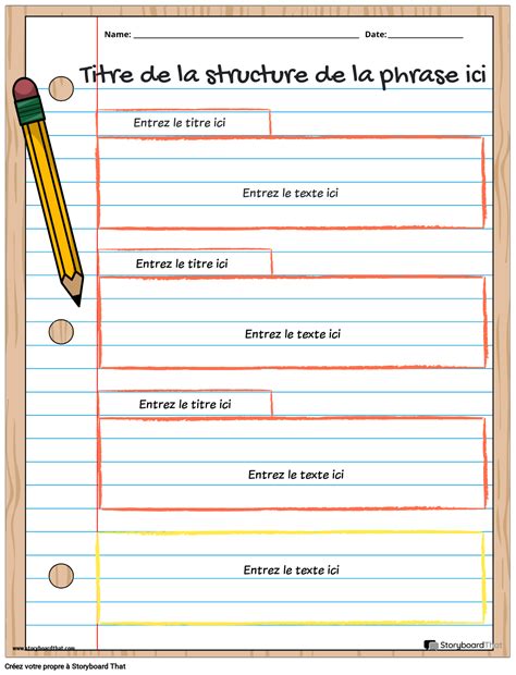 Fiches De Travail Sur La Structure Des Phrases Créez Avec Storyboard That