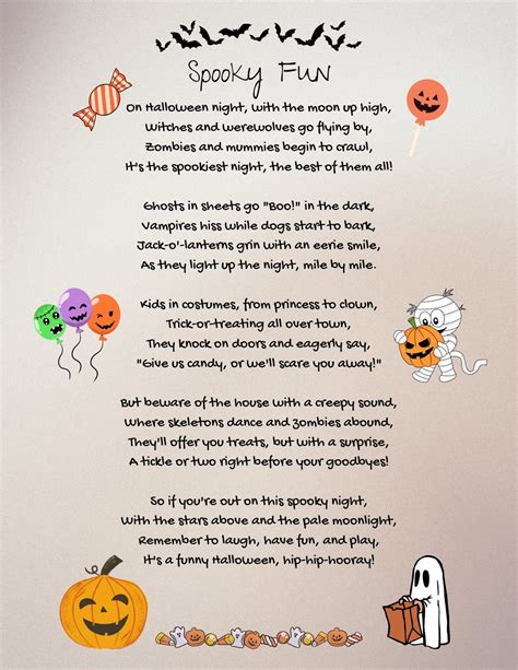 Spooky Fun Halloween Poem 85 X 11 Etsy