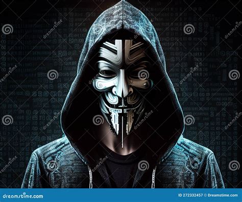 Portrait Of Anonymous Robotic Hacker Concept Of Hacking Cybersecurity