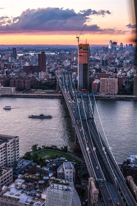 New York City Skyline Full View Of Gird On East Side Of City Stock