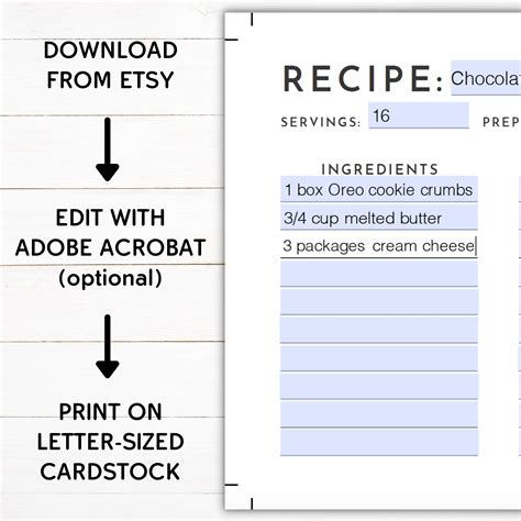 Excel Recipe Card Template