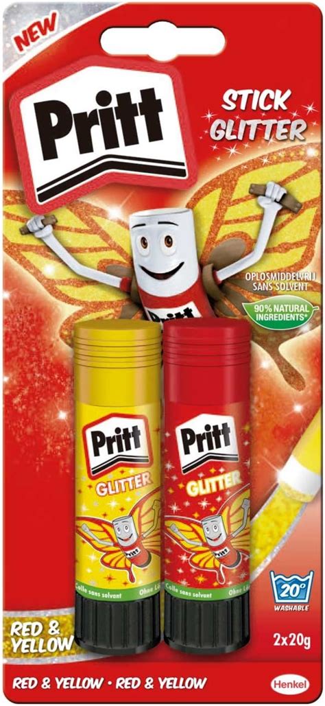 Pritt 2050203 20 Gglitter Glue Stick Yellow Red Pack Of 2 Uk Office Products