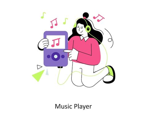 음악 플레이어 플래트 스타일 디자인 ⁇ 터 일러스트레이션 스 ⁇ 일러스트레이션 프리미엄 벡터