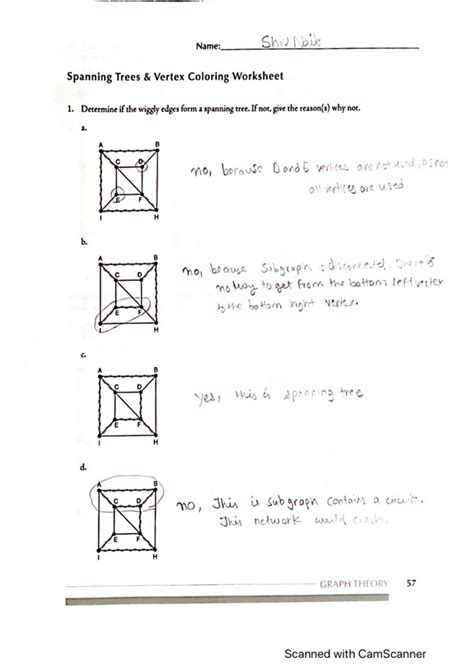 Spanning Trees And Vertex Coloring Worksheet Determine If The Wiggly
