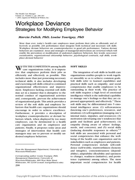 Workplace Deviance Pdf Employment Socialization