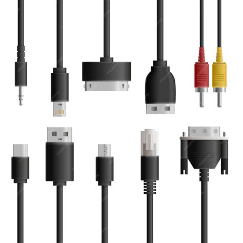 Colección Realista De Conectores De Computadora Vector Gratis
