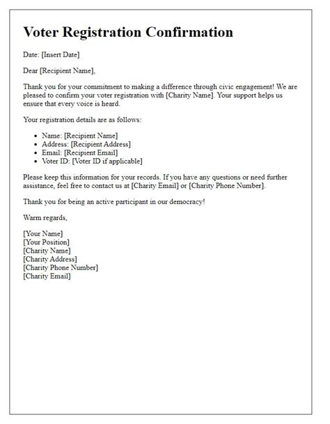 Letter Template For Charity Voter Registration Free Samples In Pdf