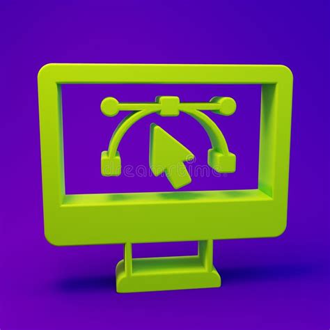 Green Computer Display With Design Program Icon Isolated On Isolated On Purple Blue Background